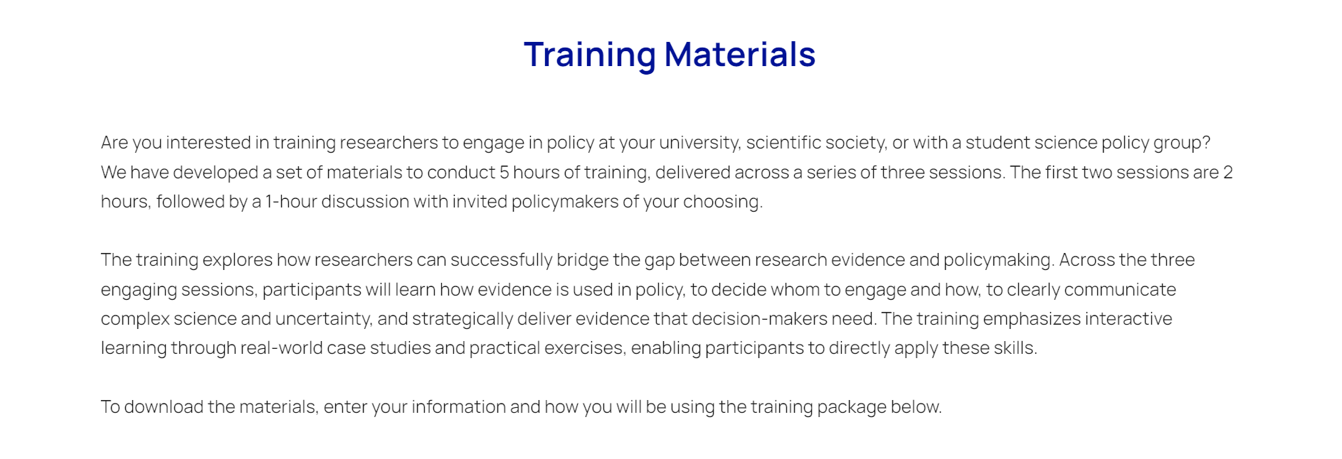 Training materials
